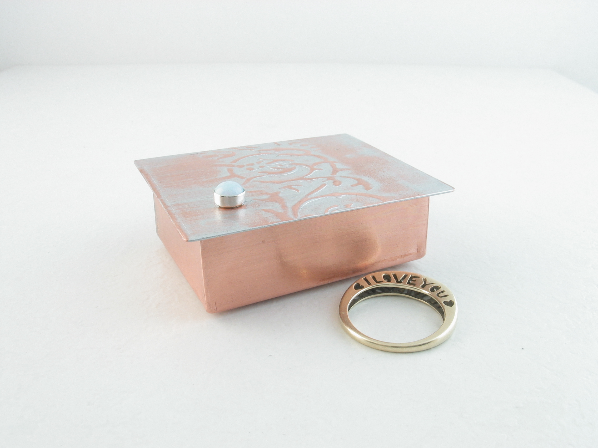 Tiny Trinket Box Copper with Opal